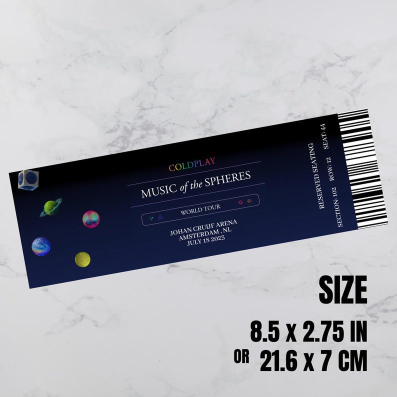 Coldplay Music of the Spheres World Tour Customized Ticket - Etsy