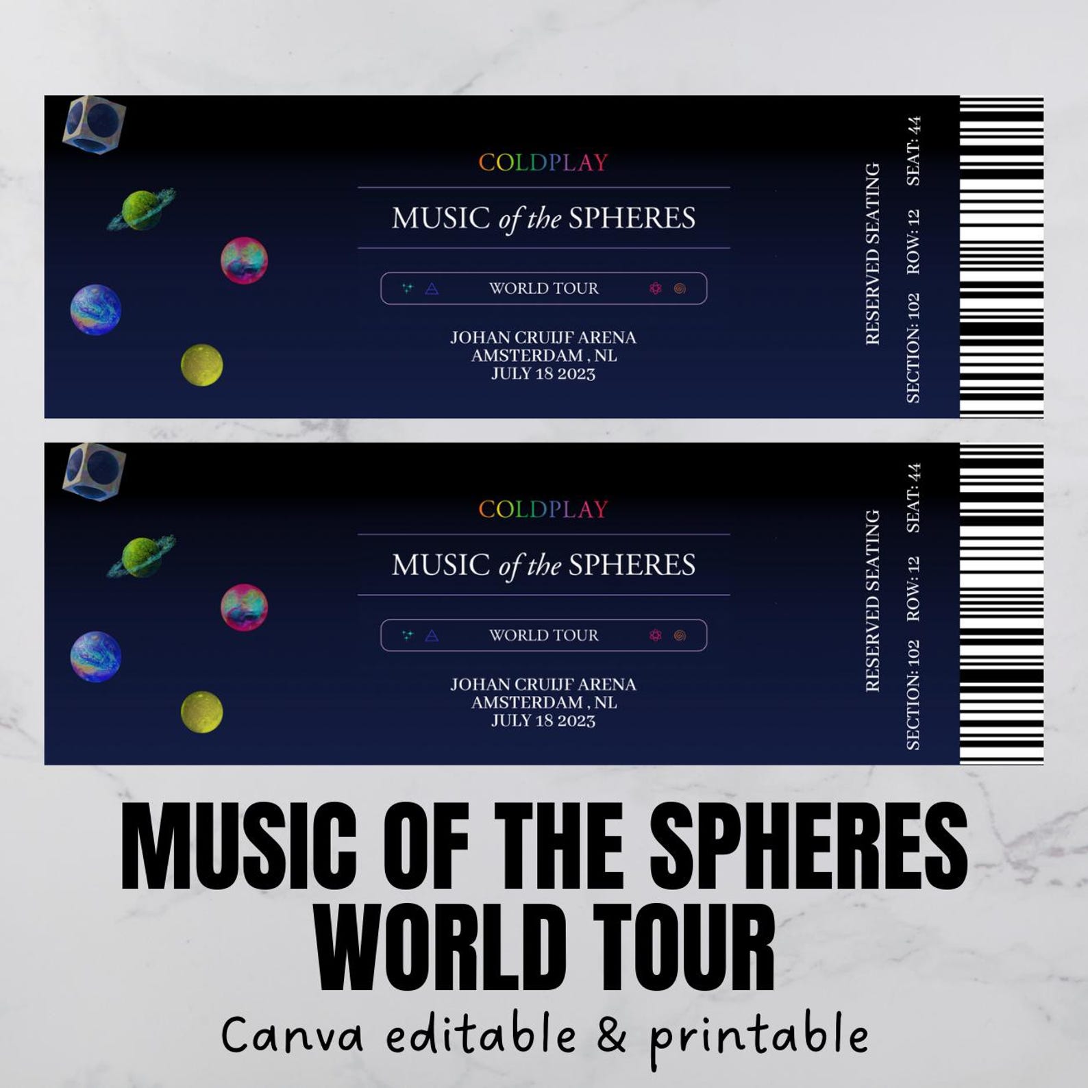 Coldplay Music of the Spheres World Tour Customized Ticket - Etsy