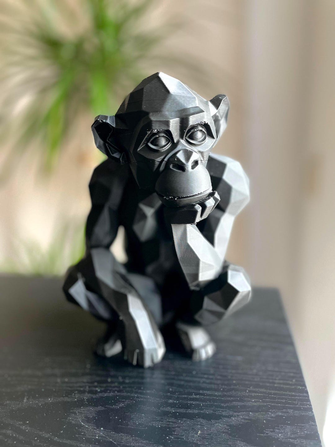 Thinking Monkey Statue Low Poly Geometric Sculpture Modern Desk Decor ...