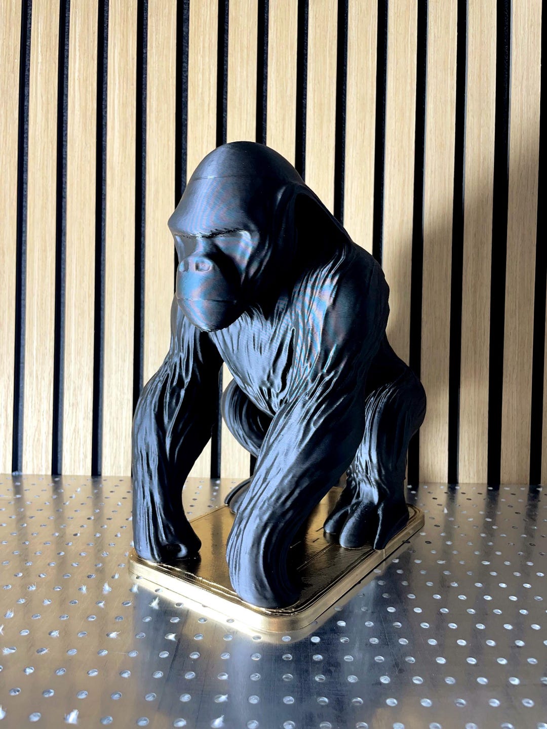 Gorilla Sculpture – Black Glossy Ape Statue Contemporary Animal Art ...