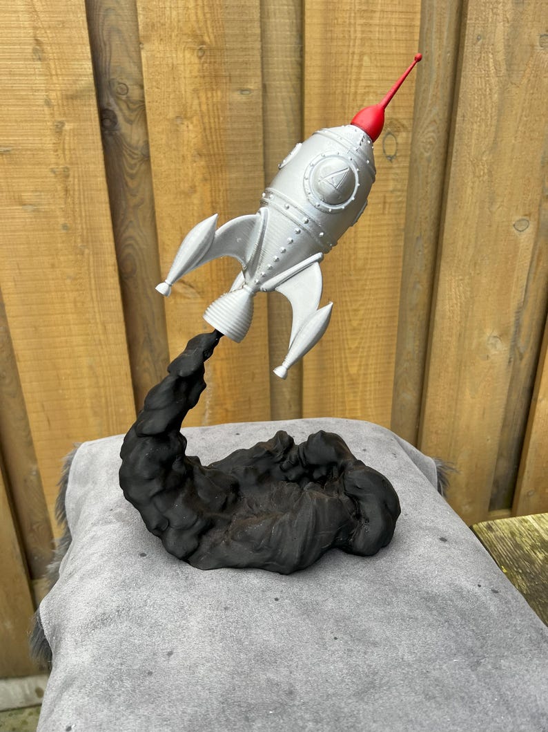 Vintage 1950s Rocket Model 3D Printed Retro Spacecraft Sculpture Unique ...