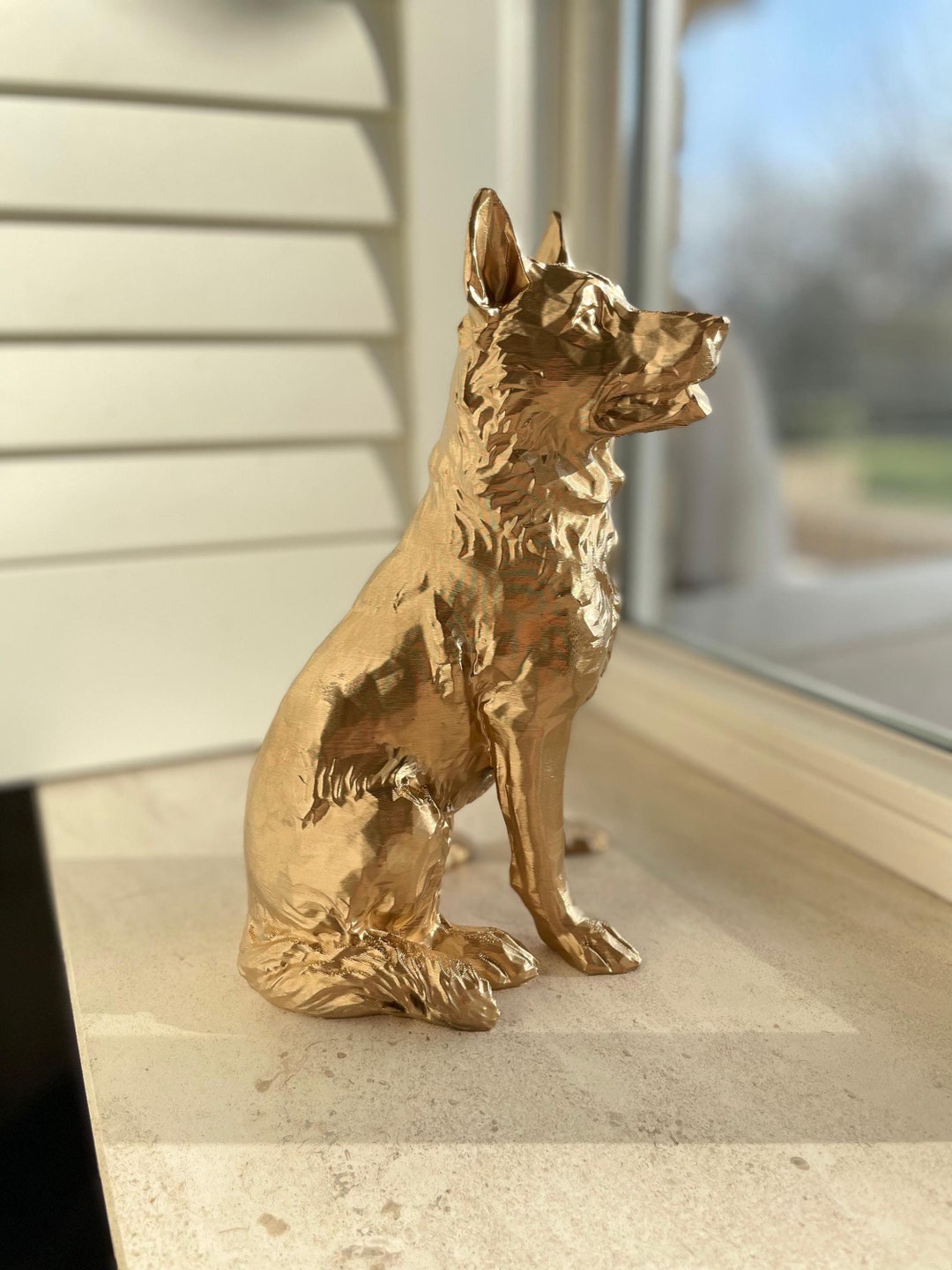 Golden German Shepherd Statue – Regal Dog Decor, Perfect Home Accent ...