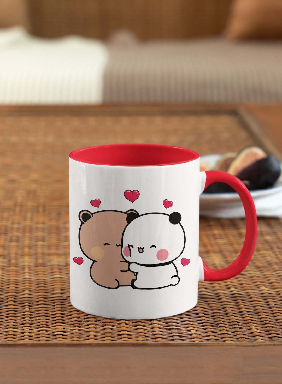 Bubu and Dudu Ceramic Coffee Mug, 11 Oz, Couple Gift, Peach and Goma ...