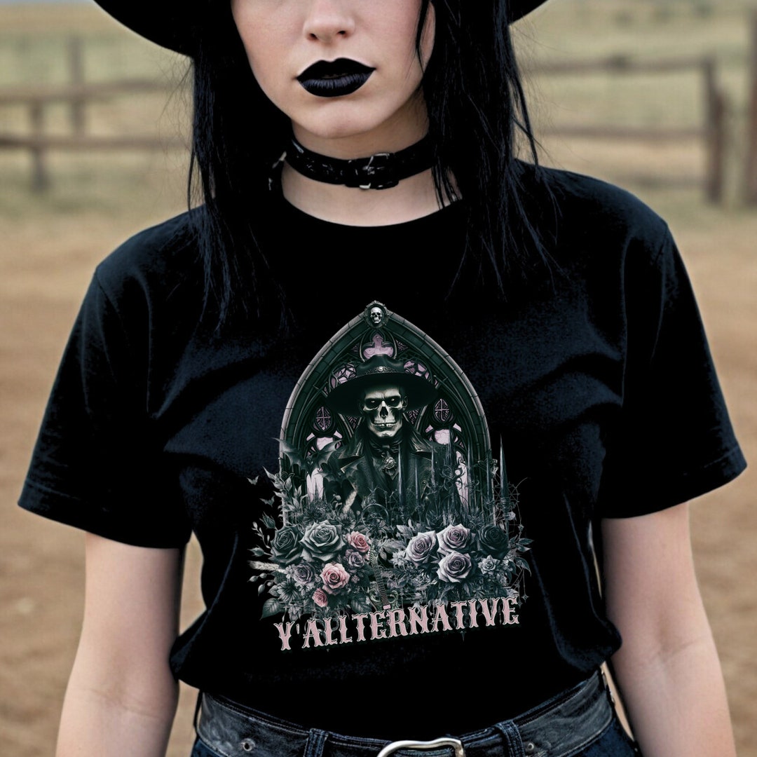 Y'allternative T-shirt: Southern Gothic Cowboy Skull Tee - Etsy UK