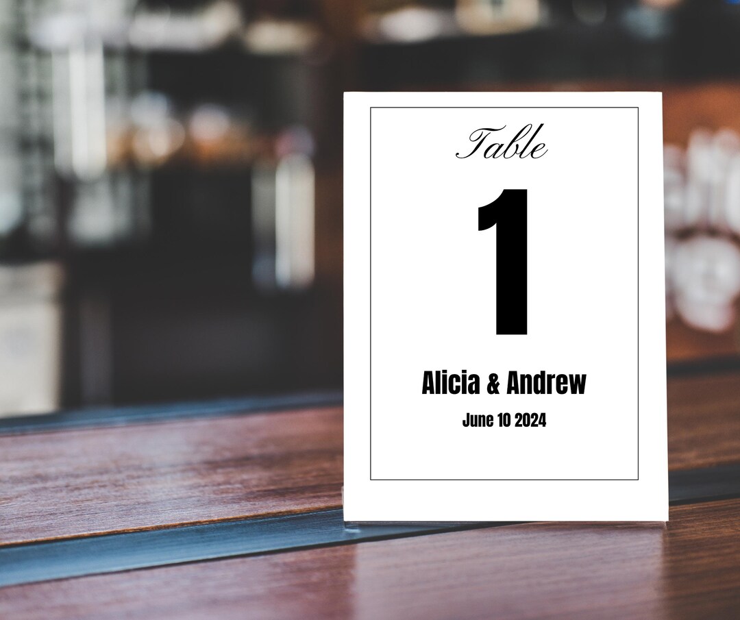 Editable Table Numbers, Black and White Table Numbers, Printable Table ...