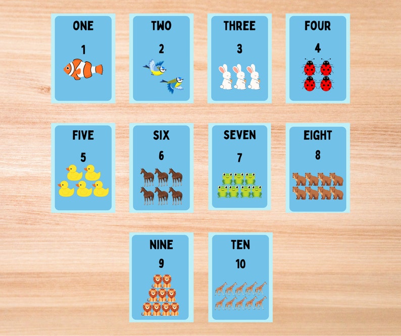 Number Cards 1-10, Animal Number Card, Number Flash Cards, Printable ...