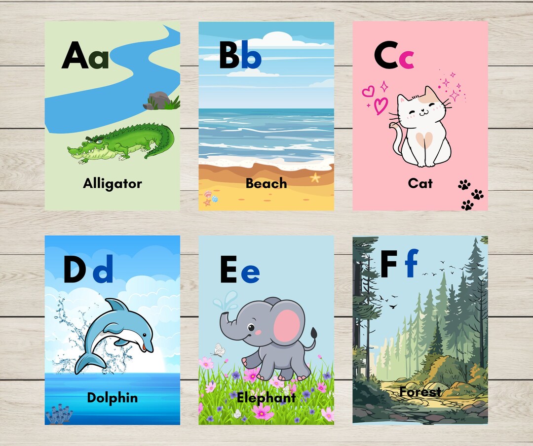 Printable Alphabet Flash Cards PDF 26 Colorful Alphabet Cards for ...