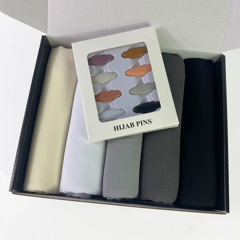 Customize Gift Box Hijab Muslim Chiffon Scarf Women Solid Color Shawl ...