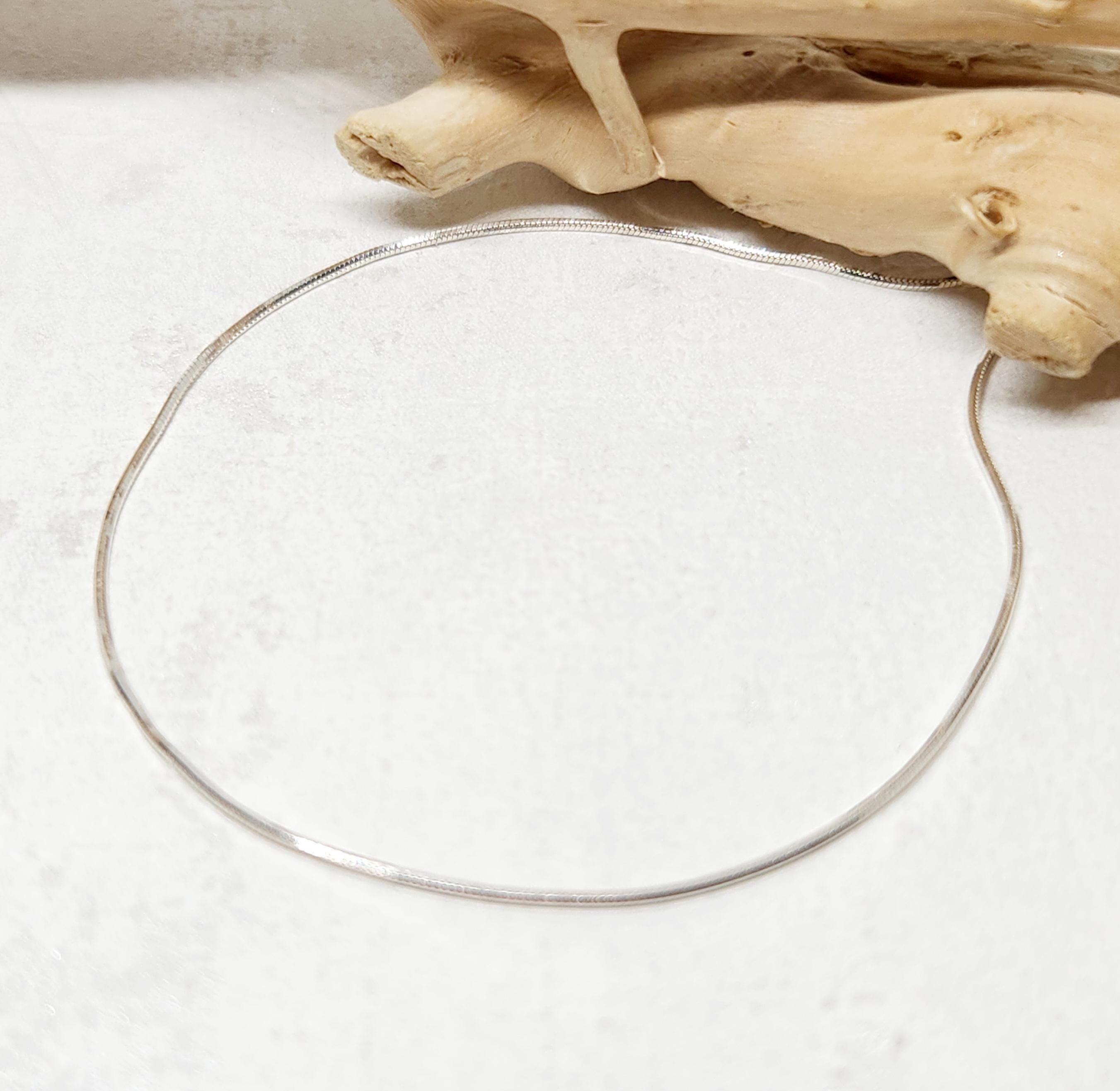 925 GENUINE Sterling Silver Serpentine Necklace, Smooth Link Necklace ...