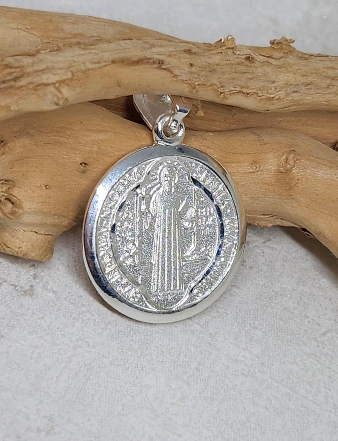 925 GENUINE Sterling Silver Medallion Charm, St. Benedict Medal Charm ...
