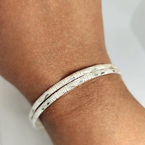 925 GENUINE Sterling Silver SOLID Bangles, Silver Patterned Jingles ...