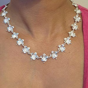 925 Genuine Sterling Silver Flower Bracelet, Silver Hibiscus Necklace ...