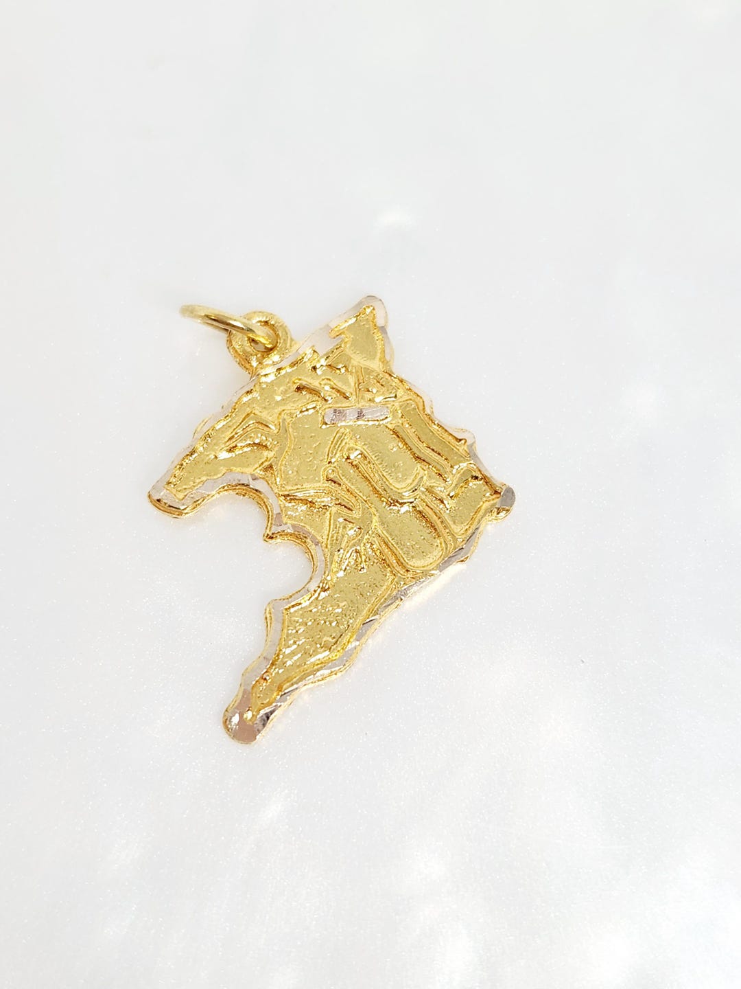 10K Yellow Gold Trinidad Map Pendant, Gold Trinidad Map, Gold Embossed ...