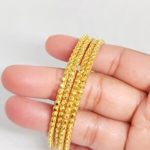 10K Yellow Gold VINTAGE Bangles, Gold Jingles, Gold Filigree Bangle ...