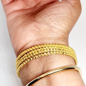 10K Yellow Gold VINTAGE Bangles, Gold Jingles, Gold Filigree Bangle ...