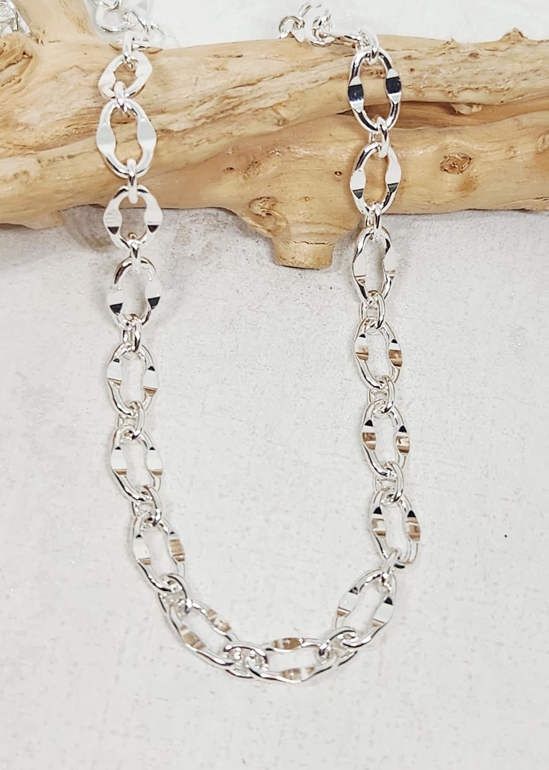 925 GENUINE Sterling Silver Oval Necklace, Oval Patterned Necklace ...