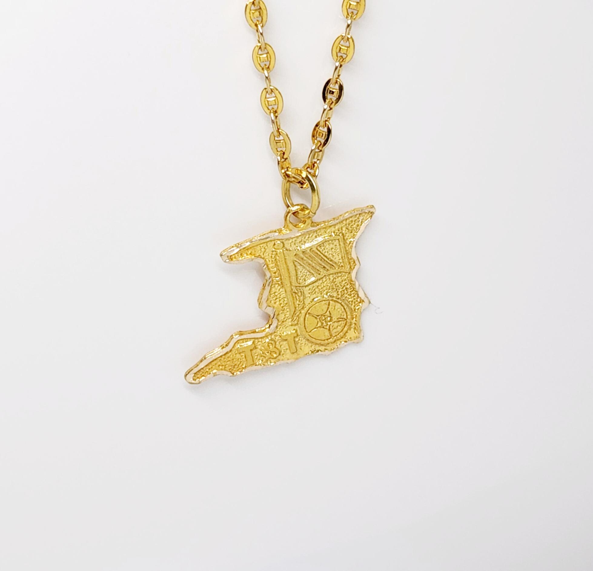 10K Yellow Gold Map Pendant, Gold Trinidad Map, Gold T&T Map, Gold ...