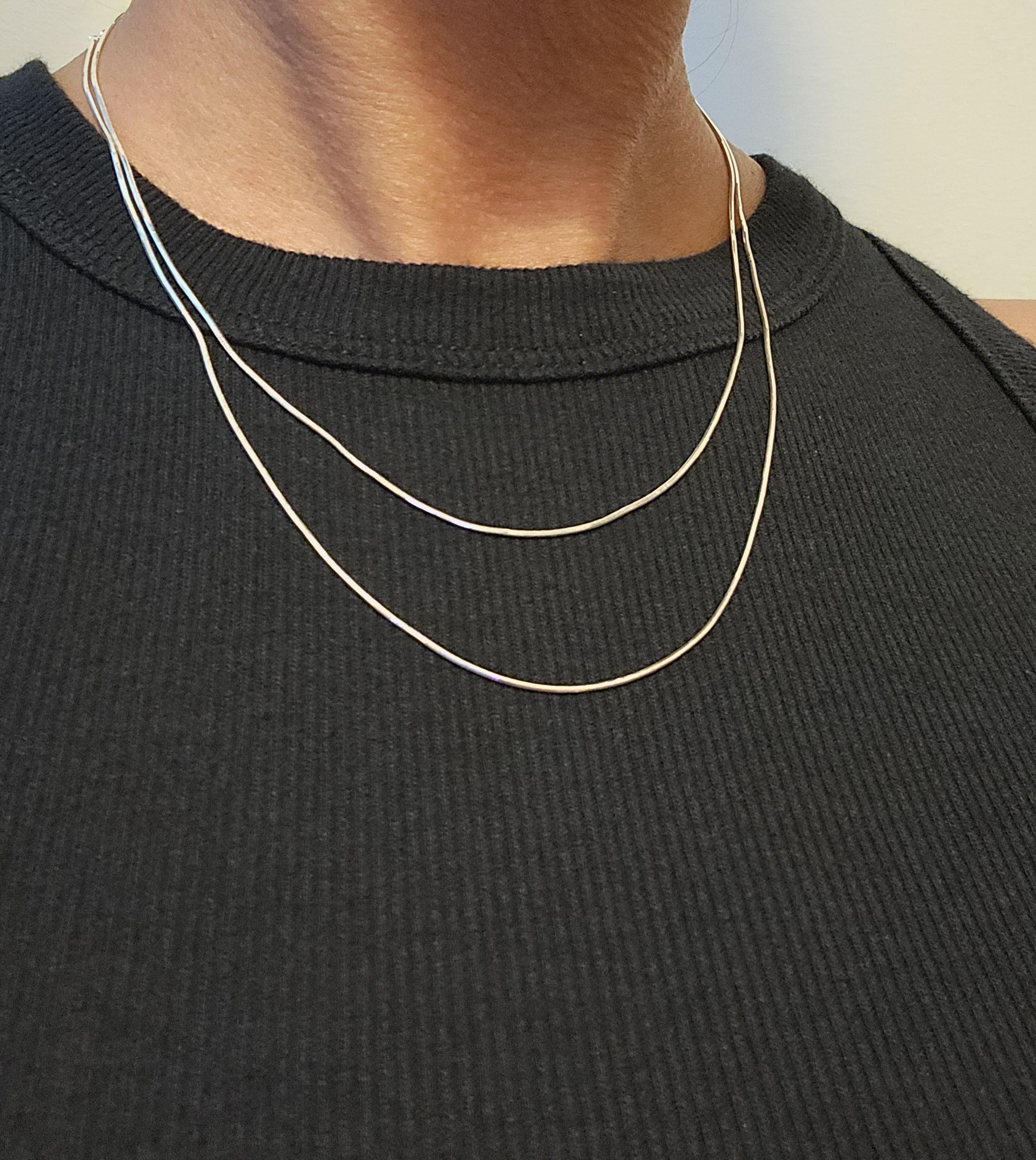 925 GENUINE Sterling Silver Serpentine Necklace, Smooth Link Necklace ...