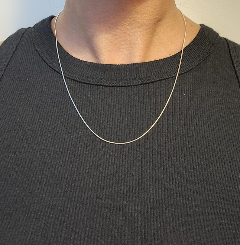 925 GENUINE Sterling Silver Serpentine Necklace, Smooth Link Necklace ...