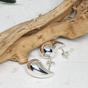 925 GENUINE Sterling Silver Drop Earrings, Water Drop Studs, Hollow ...