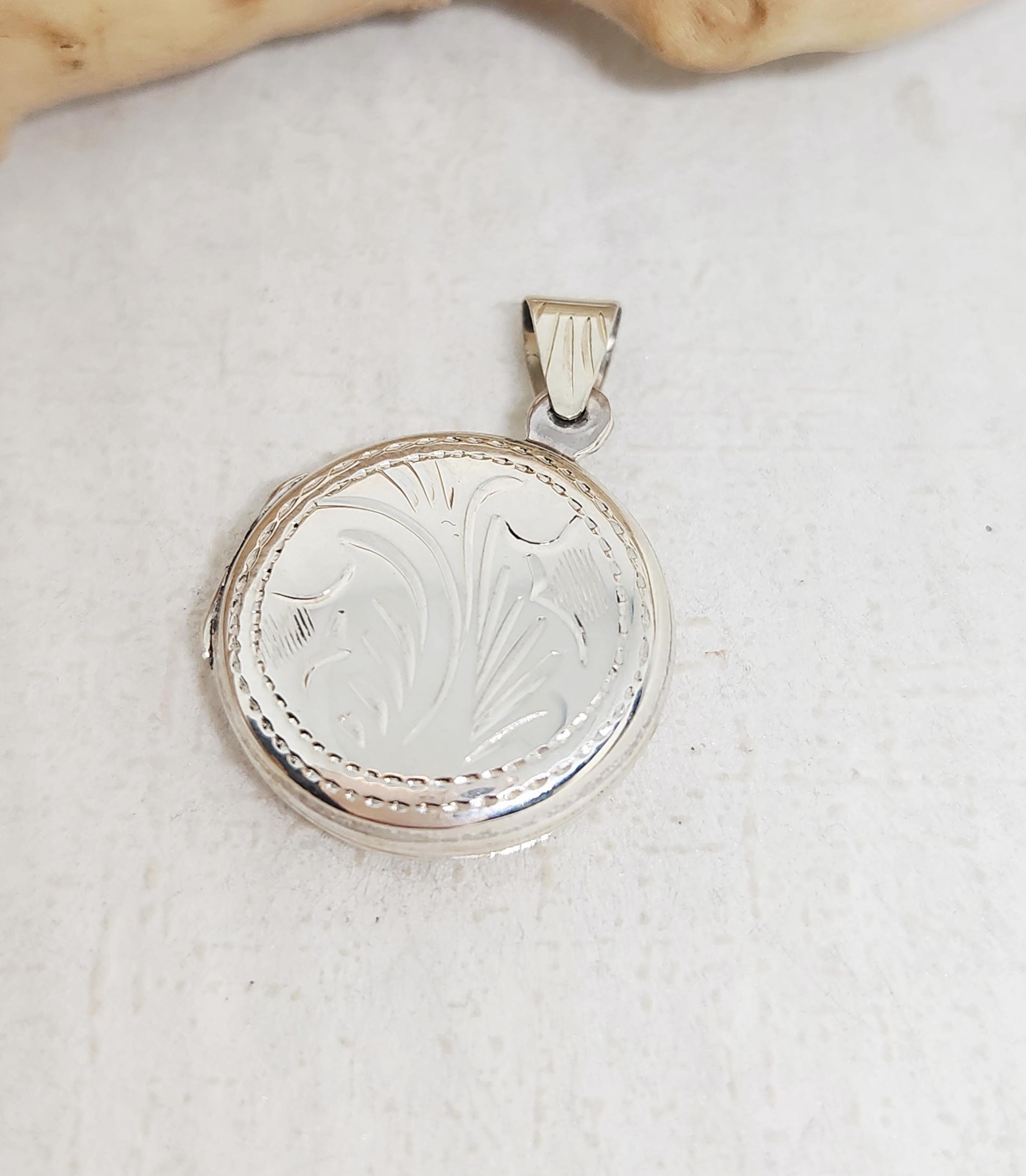 925 GENUINE STERLING SILVER Locket, Silver Circle Charm, Silver Round ...