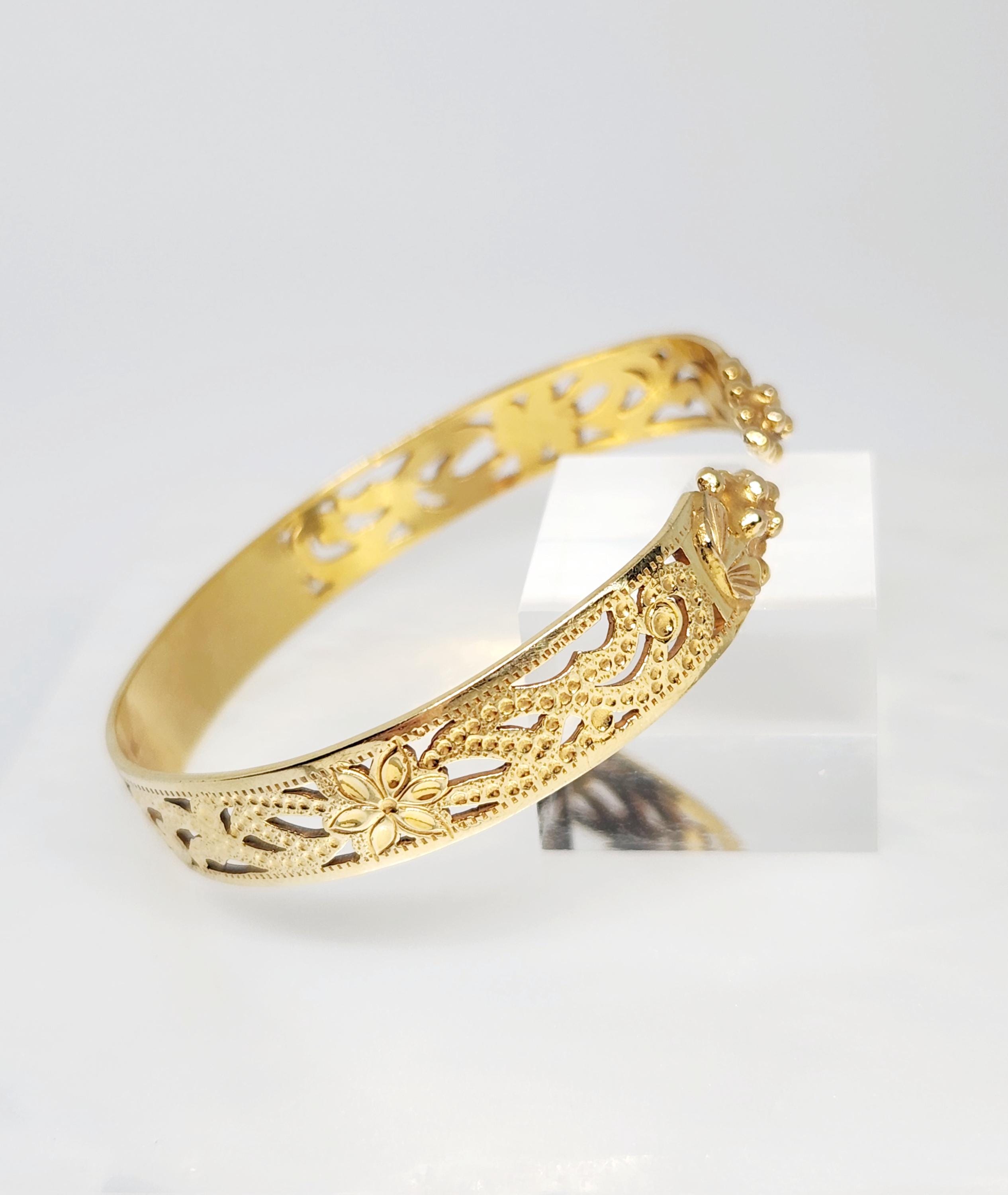 14K Yellow Gold VINTAGE Bangle, Solid Gold Bangle, Hand Crafted by ...
