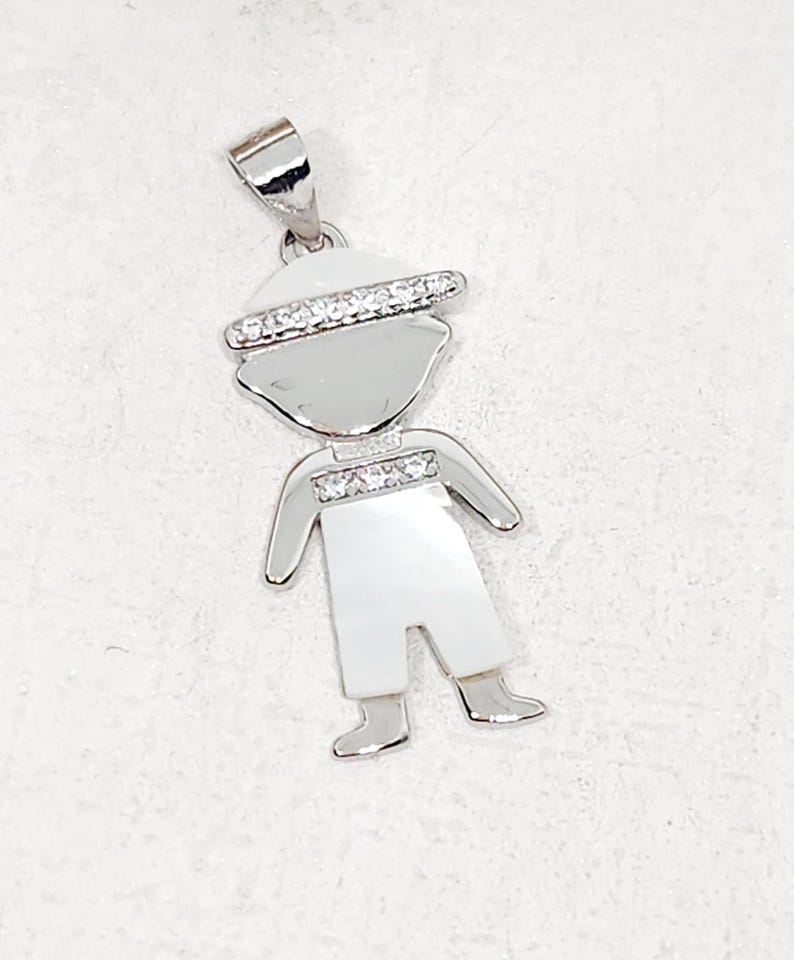 925 Genuine Sterling Silver Child Pendant, Silver Boy Charm, Silver ...