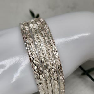 925 GENUINE Sterling Silver SOLID Bangles, Silver Patterned Jingles ...