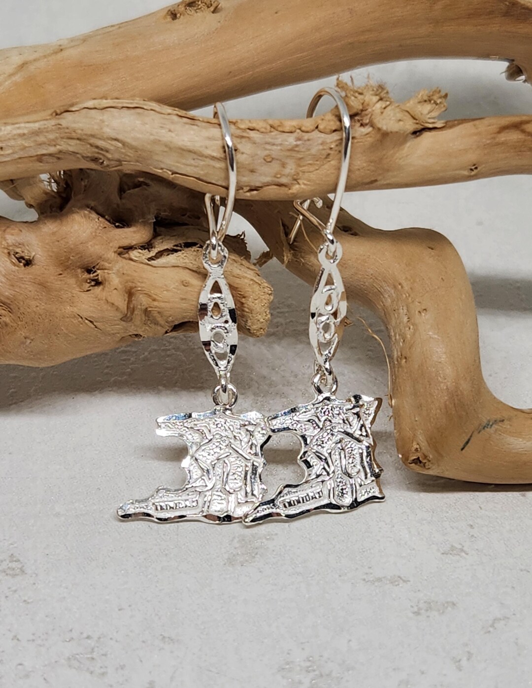 925 GENUINE STERLING SILVER Trinidad Map Earrings, West Indian Jewelry ...