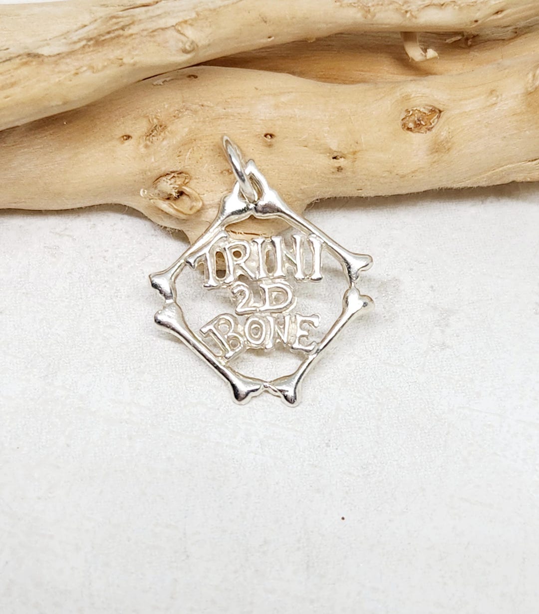 925 GENUINE Sterling Silver VINTAGE 'trini 2 D Bone' Pendant, Silver ...