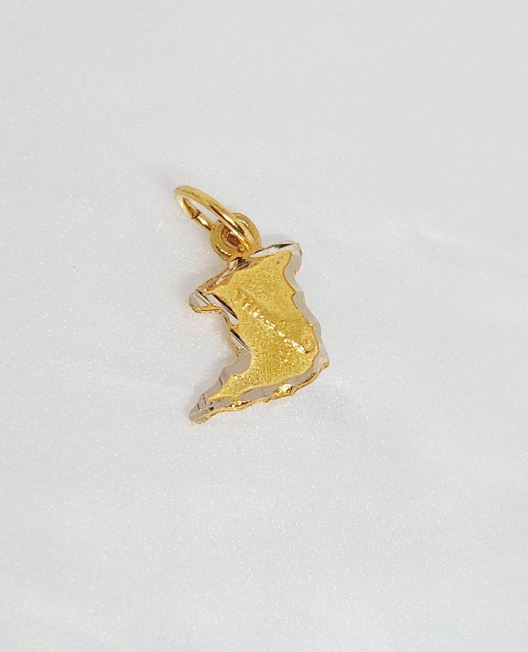 10K Yellow Gold TINY Map Charm, Miniature Gold Trinidad Map, Embossed ...