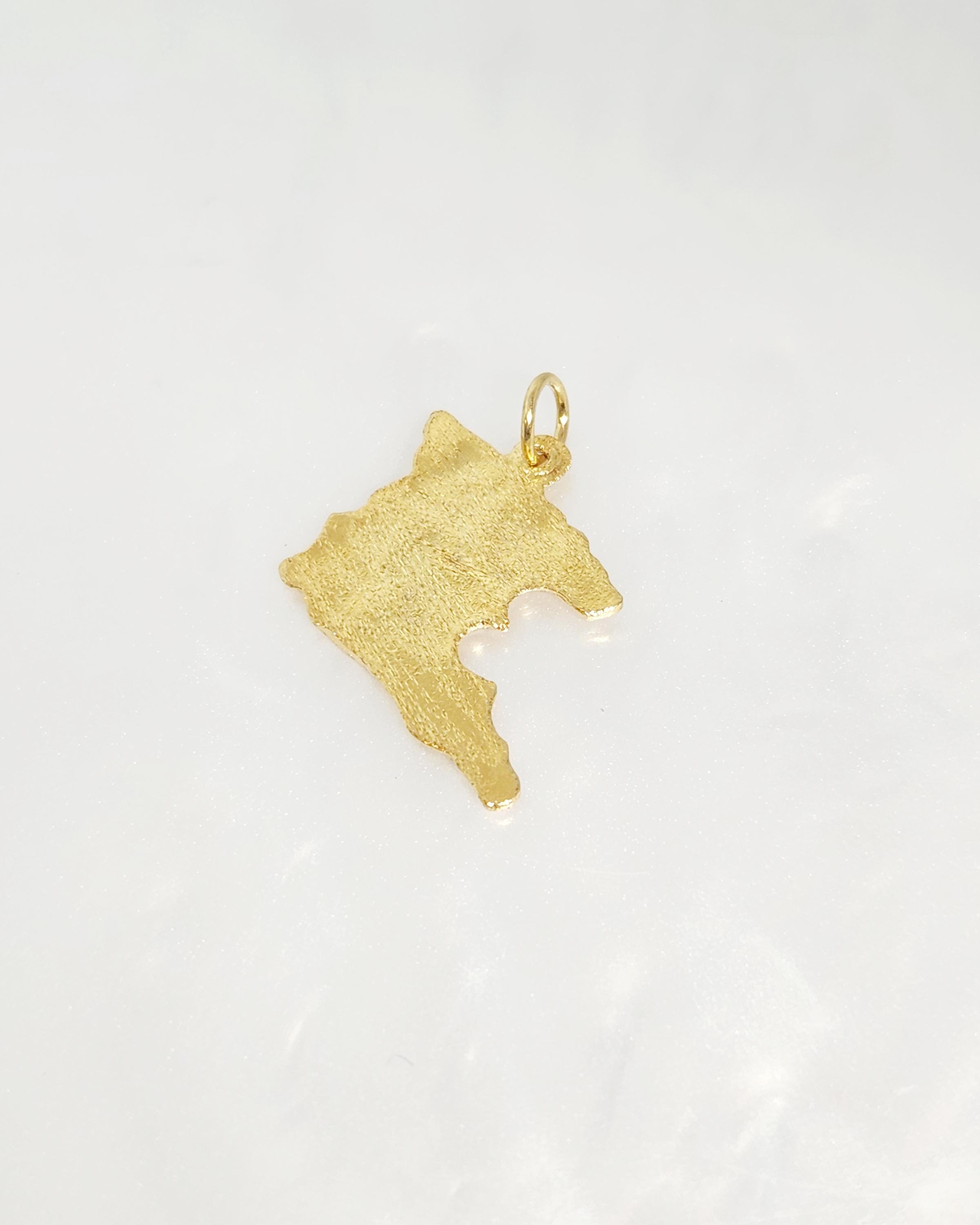 10K Yellow Gold Trinidad Map Pendant, Gold Trinidad Map, Gold Embossed ...