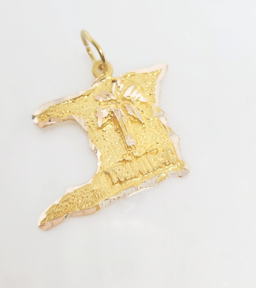 10K Yellow Gold Trinidad Map Pendant, Gold Trini Gift, Gold Coconut ...