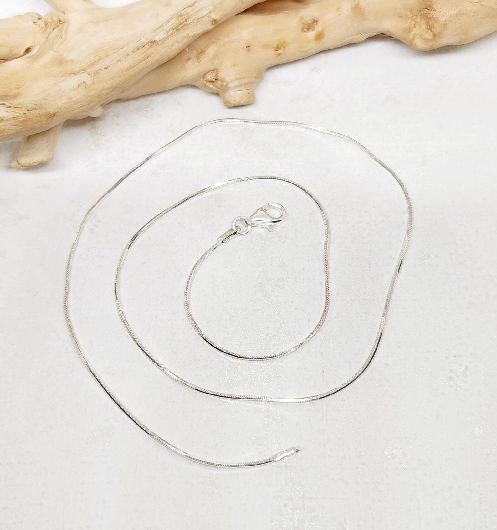 925 GENUINE Sterling Silver Serpentine Necklace, Smooth Link Necklace ...