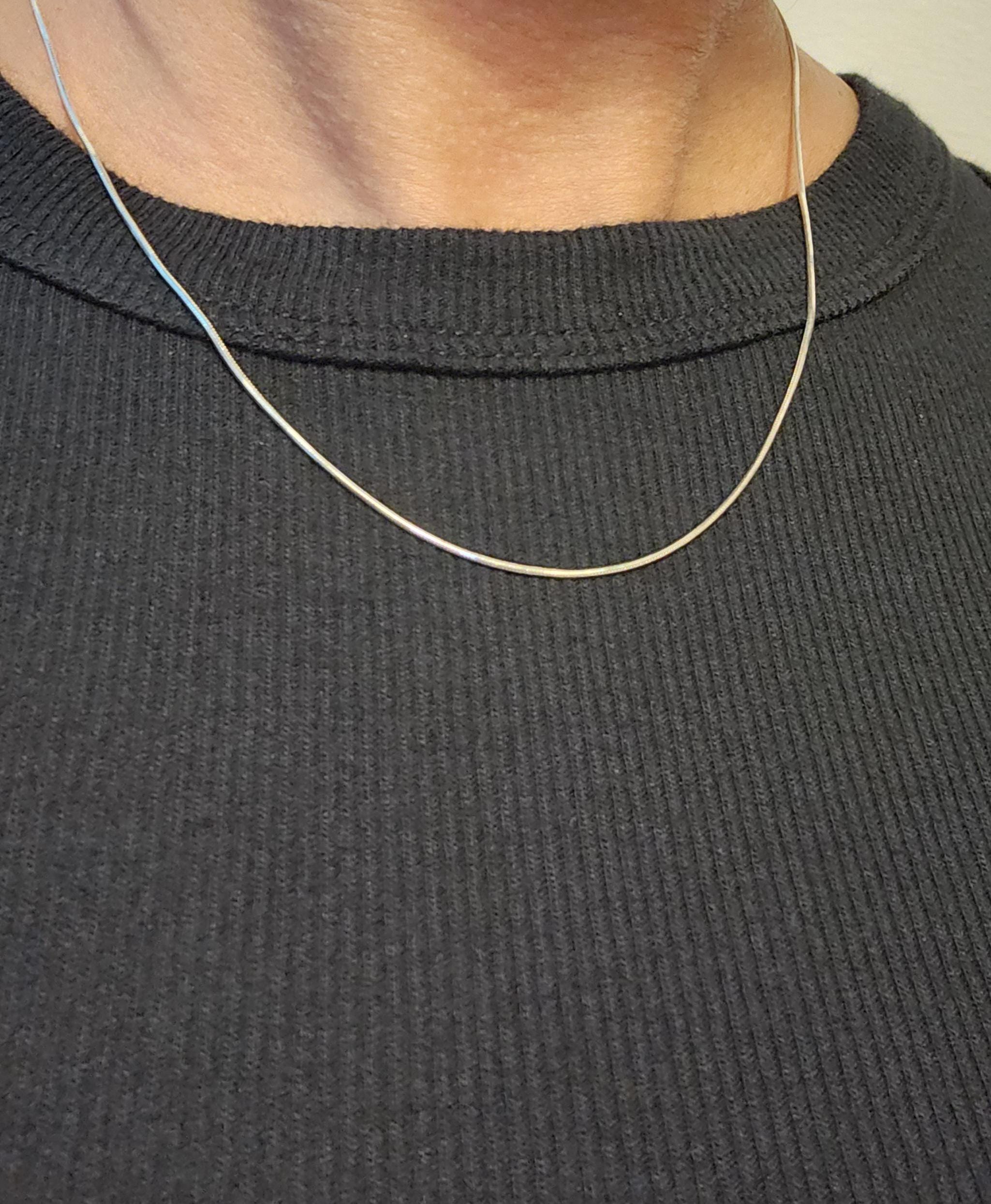 925 GENUINE Sterling Silver Serpentine Necklace, Smooth Link Necklace ...