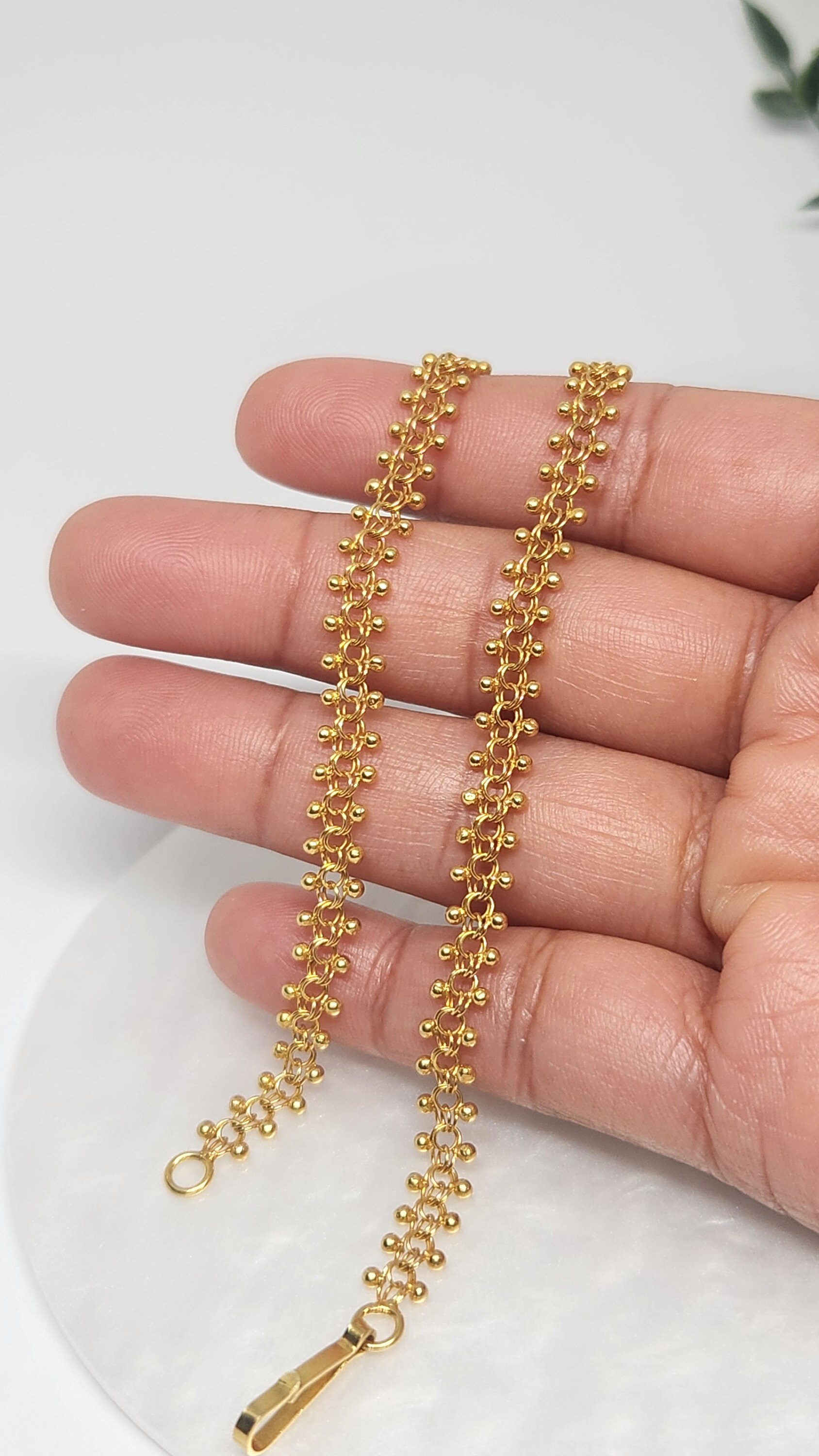 10K Genuine Gold Filigree Vintage Anklet, Gold Spanish Link Anklet ...