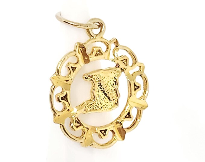 10K Yellow Gold VINTAGE Trinidad Map Pendant, Gold Trinidad Charm, West ...