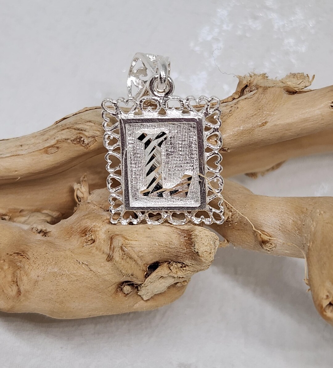 925 GENUINE Sterling Silver Initial Pendant, Silver Letter Pendant ...