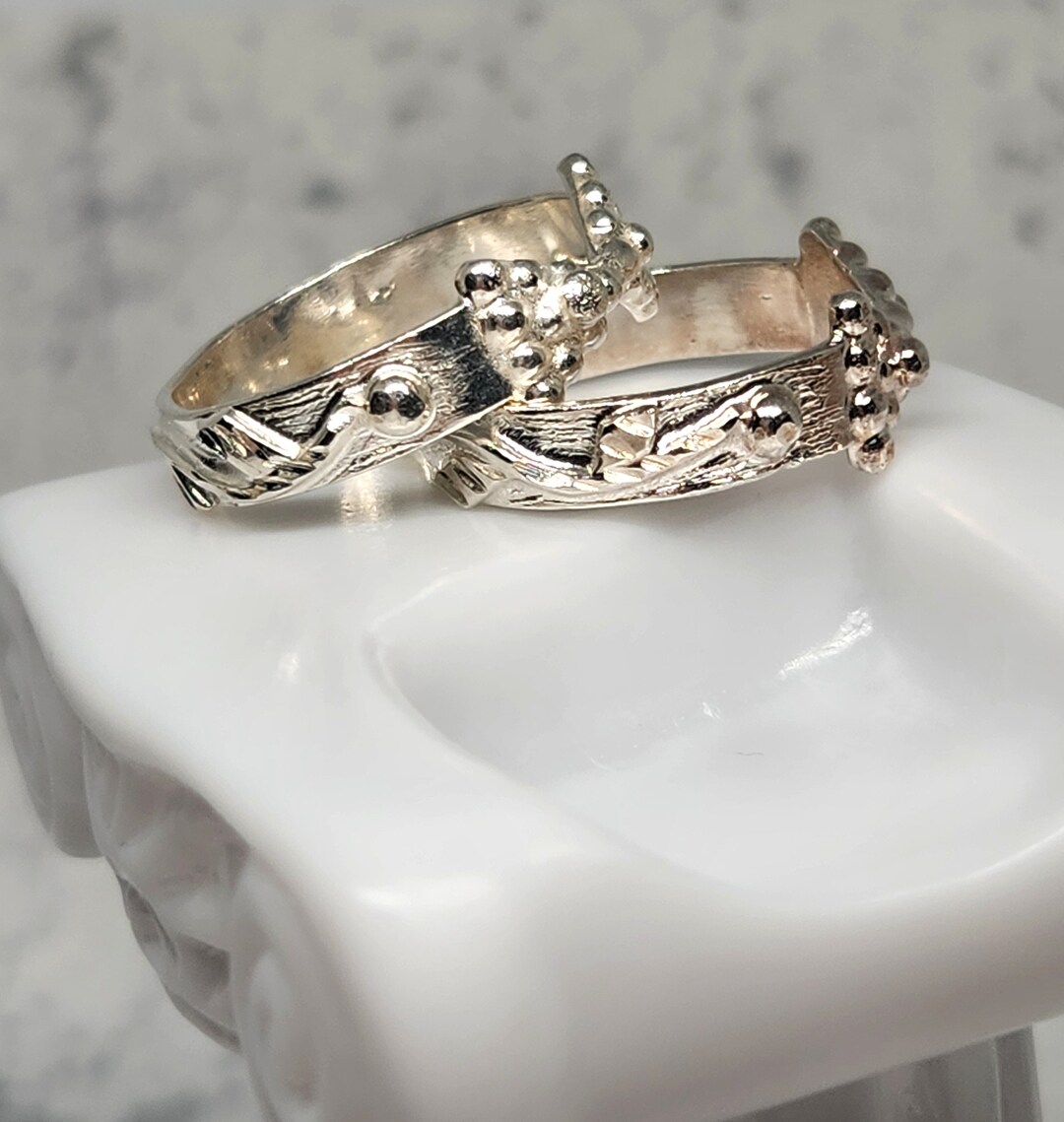 925 GENUINE Sterling Silver Bracelet RING, Grape Head RING, Silver Vine & Leaf Bracelet Ring ...