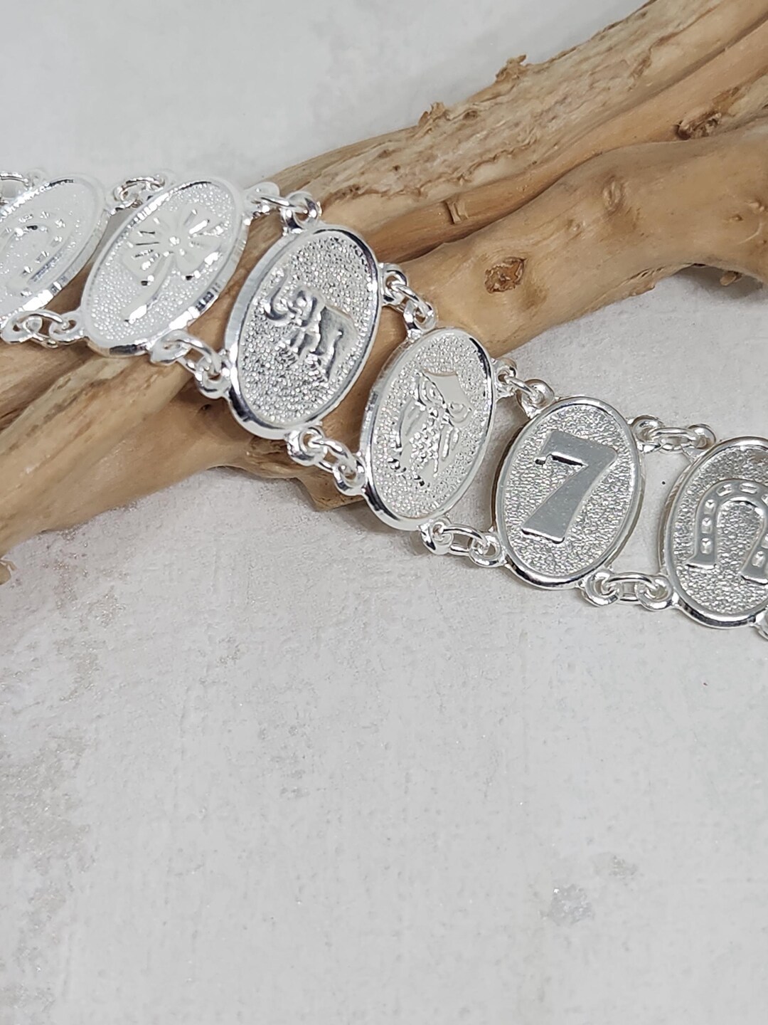 925 GENUINE Sterling Silver Lucky Charm Bracelet, Silver Good Luck ...