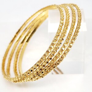 10K Yellow Gold VINTAGE Bangles, Gold Jingles, Gold Filigree Bangle ...