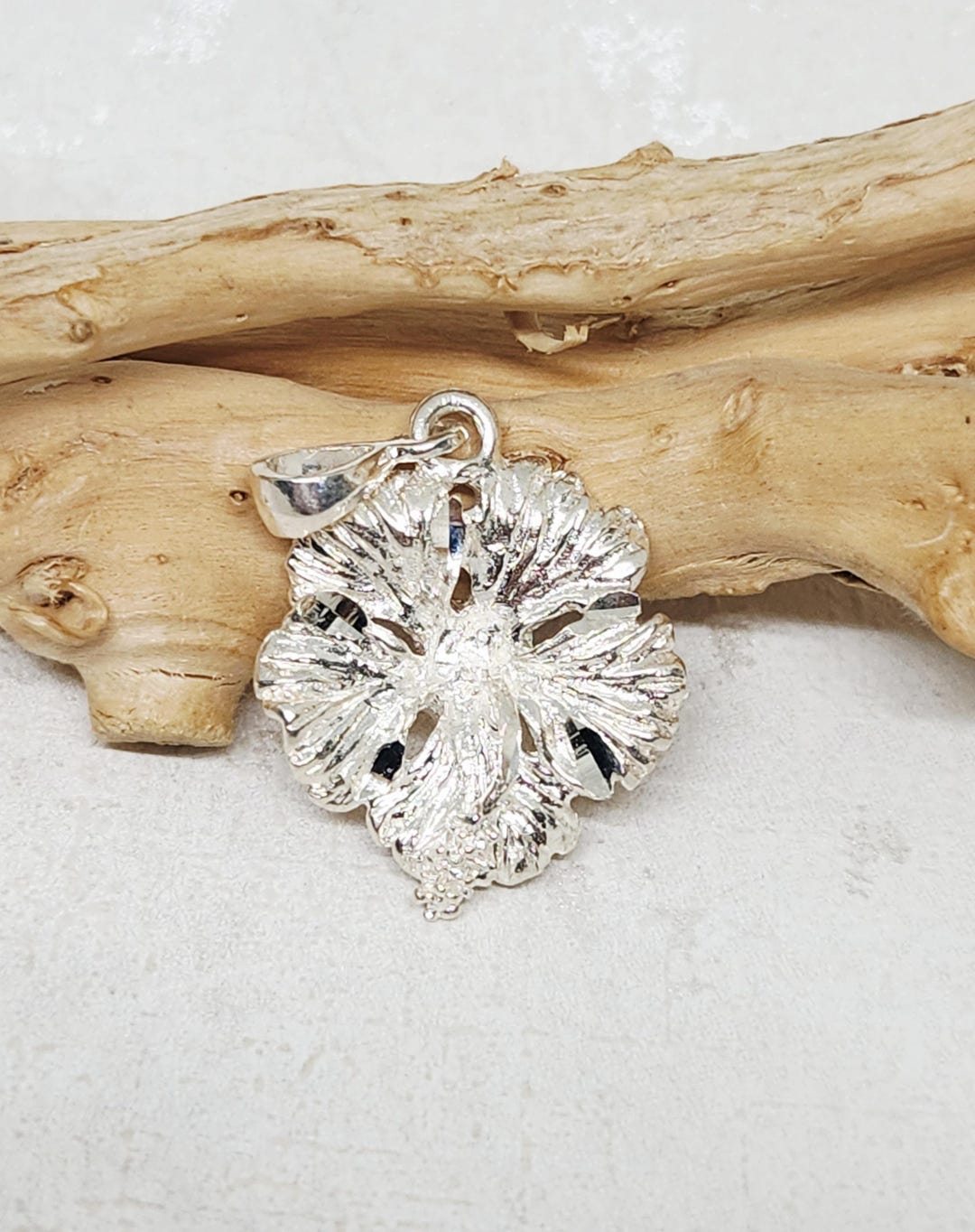 925 Genuine Sterling Silver Flower Pendant, Silver Hibiscus Pendant ...