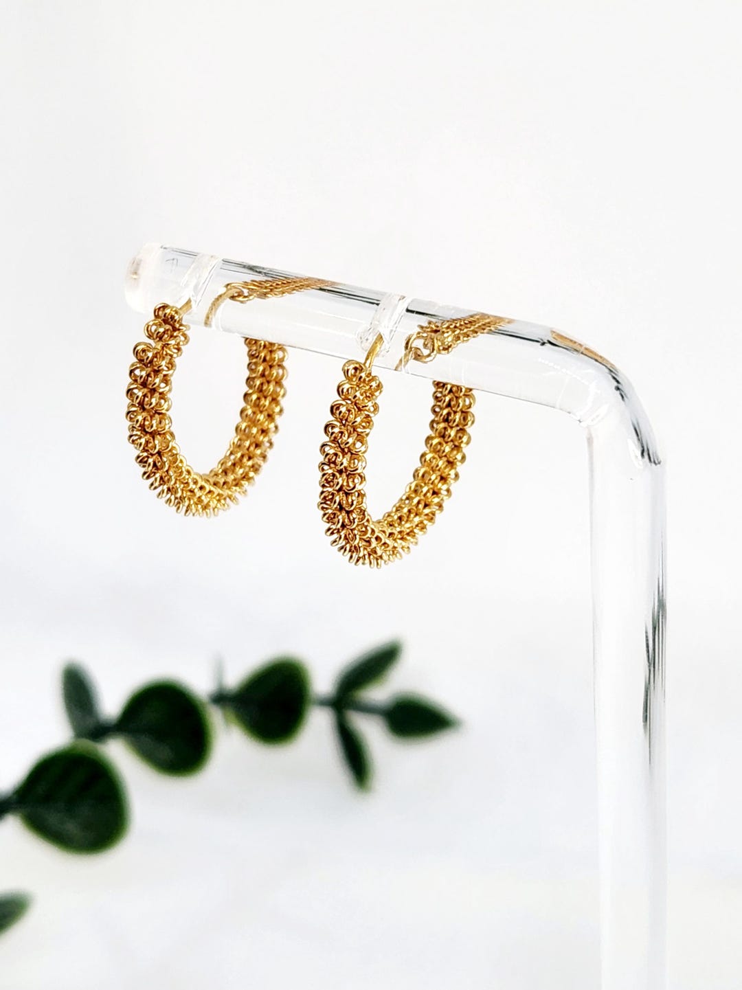 10K Yellow Gold VINTAGE Bali Hoop Earring, Hand Wired Solid Hoops, Gold ...