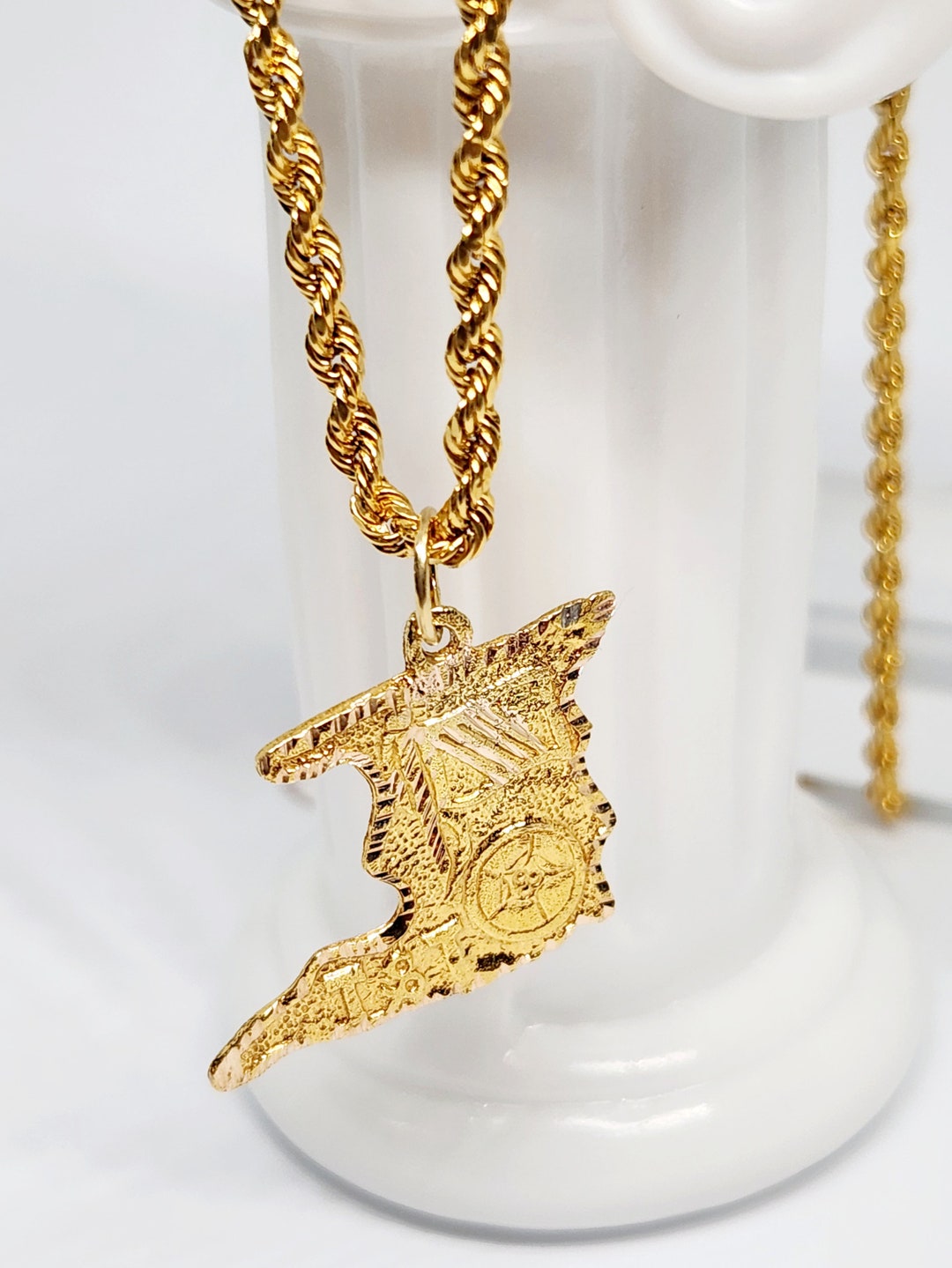 10k Genuine Gold Map Pendant, Gold Trinidad Map, Gold T&T Map, Gold ...