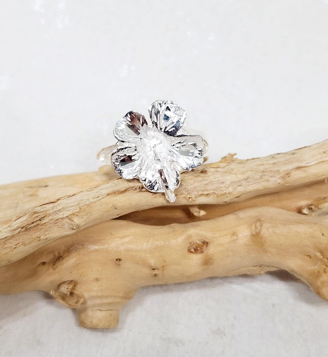 925 GENUINE Sterling Silver Flower Ring, Hibiscus Ring, Tropical Flower ...