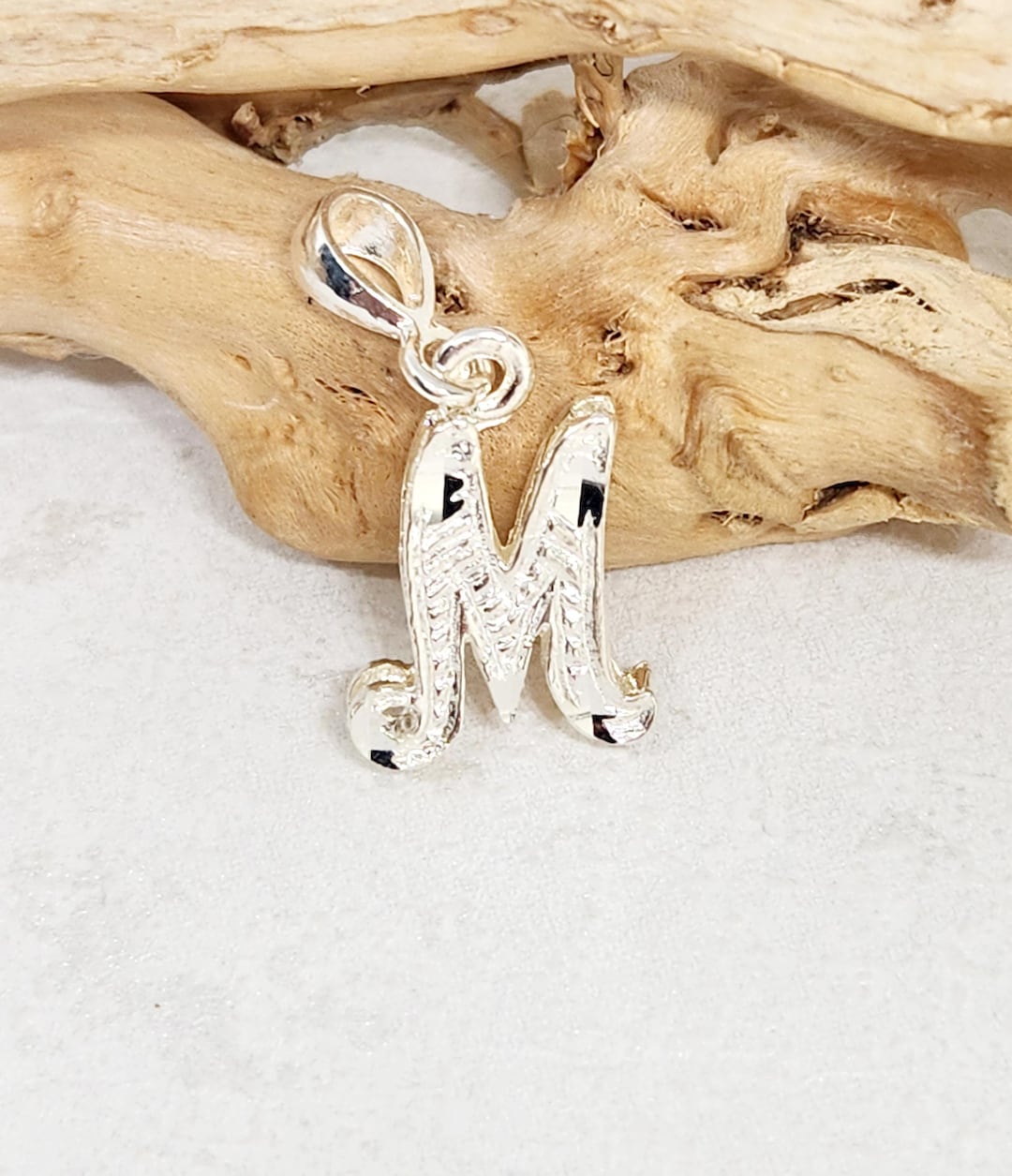 925 GENUINE Sterling Silver Initial Pendant, Silver Letter Charm ...