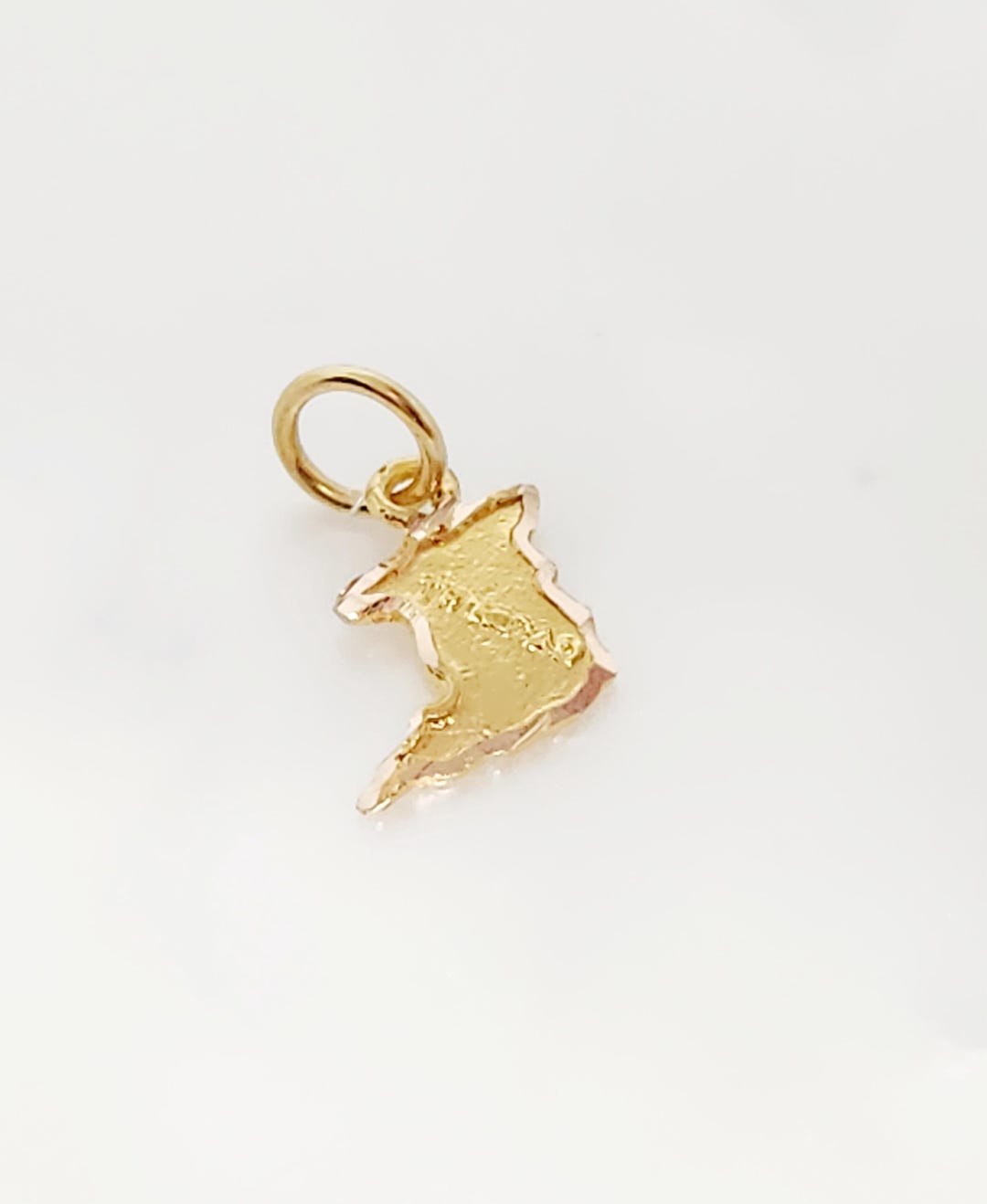 10K Yellow Gold TINY Map Charm, Miniature Gold Trinidad Map, Embossed ...
