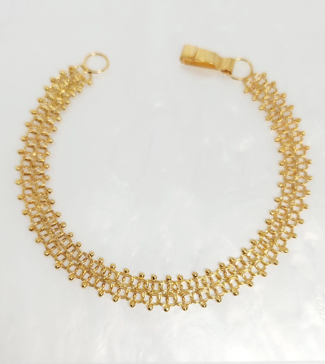10K Yellow Gold Filigree Bracelet, Gold Filigree Anklet, Gold Spanish ...