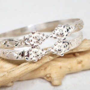 925 GENUINE Sterling Silver SOLID Flat Bangles, Grape Head Bracelets ...