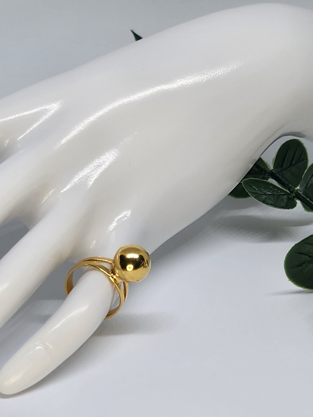 10K Genuine Gold Ball Ring, Handmade Ball Ring, Gold Statement Ring ...